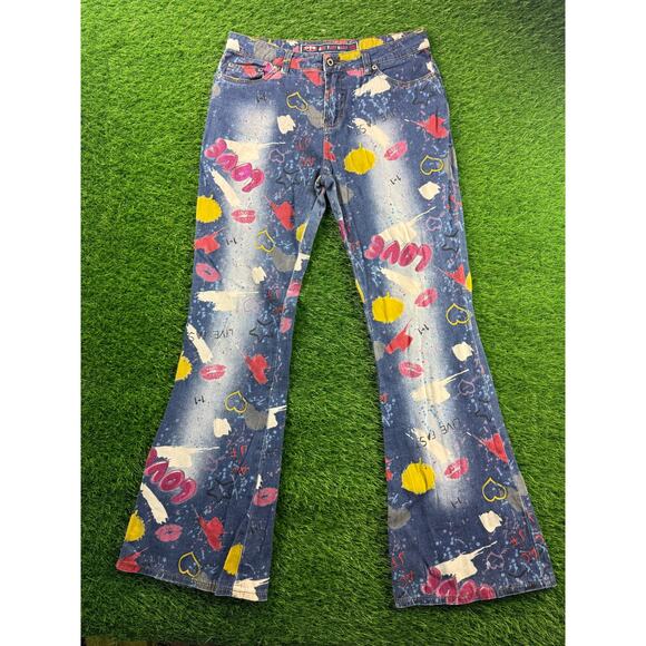 OTB One | Jeans | Otb One Tuff Babe Y2k Love Graffiti Bell Leg Jeans Sz ...